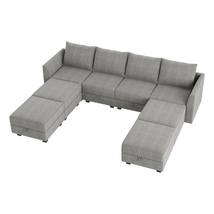 Latitude Run® U shaped Sleeper Sectional Modular Sectional Sofa with Chaise & Reviews | Wayfair
